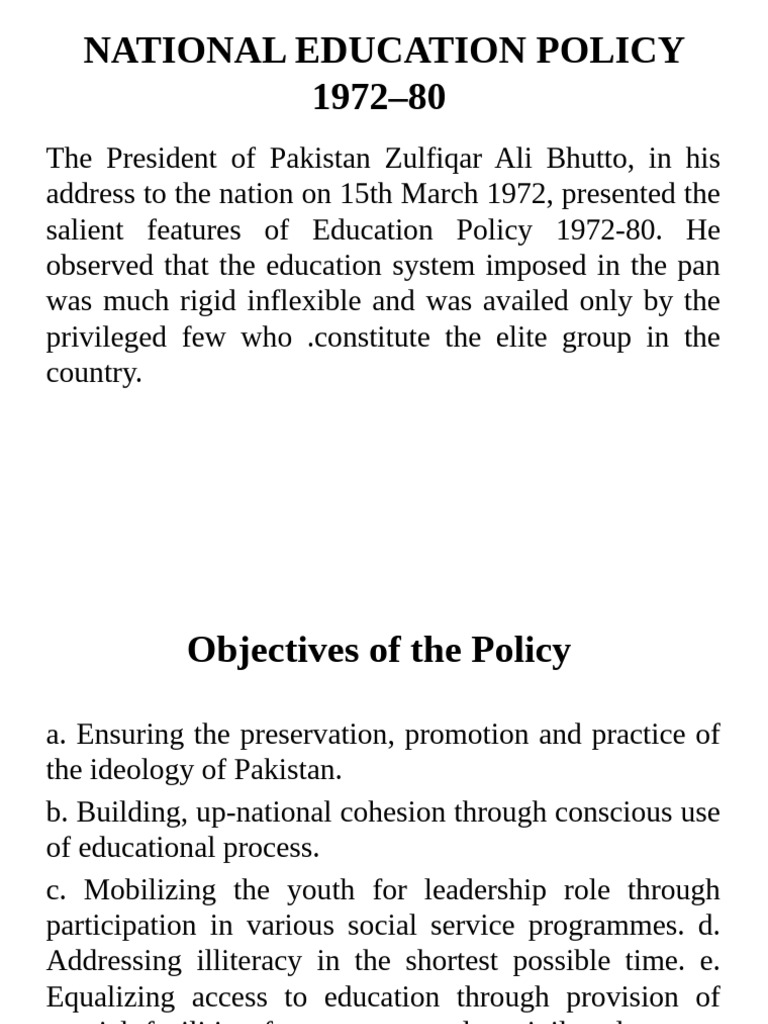 1972 Educational Policy | PDF