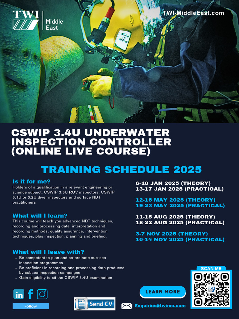 Cswip 3.4u Underwater 2025 Training Schedule | PDF