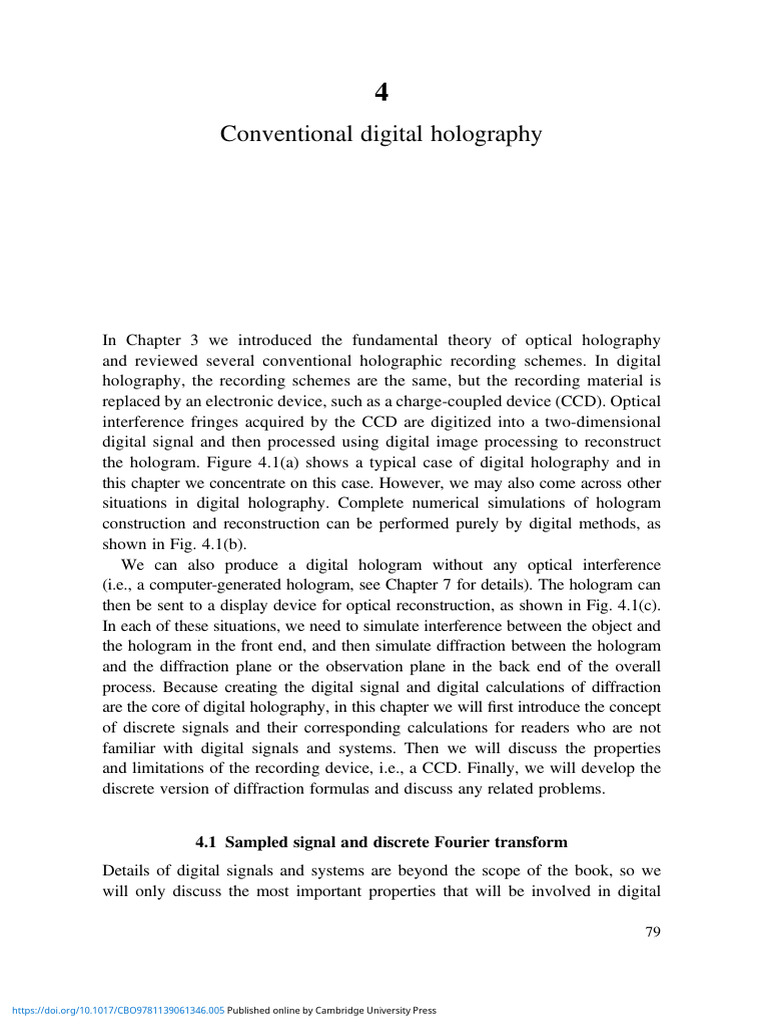 Digital Holography Fundamentals Explained | PDF | Holography | Discrete ...