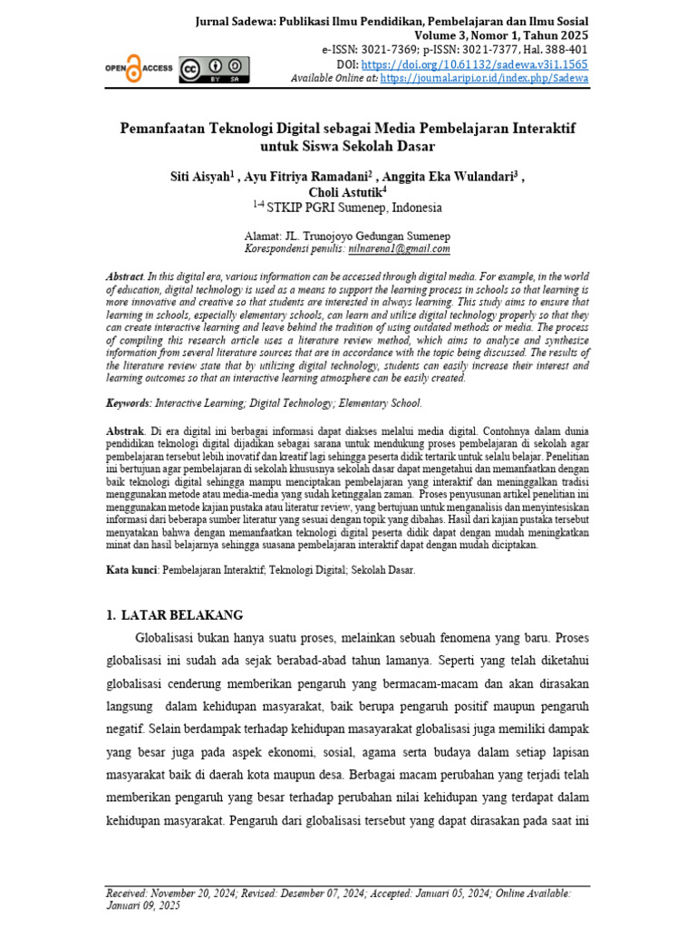 SADEWA Vol 3 No 1 Tahun 2025 Hal 388-401 | PDF