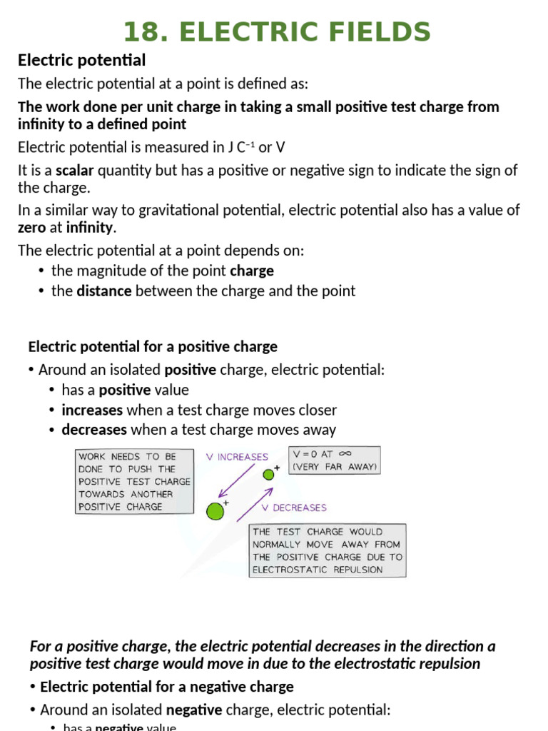 ELECTRIC POTENTIAL Slide Notes | PDF | Electric Field | Potential Energy