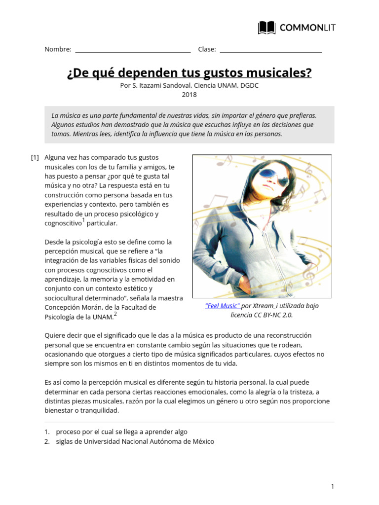 ¿De Qué Dependen Tus Gustos Musicales - Teacher-1 | PDF | Las emociones ...