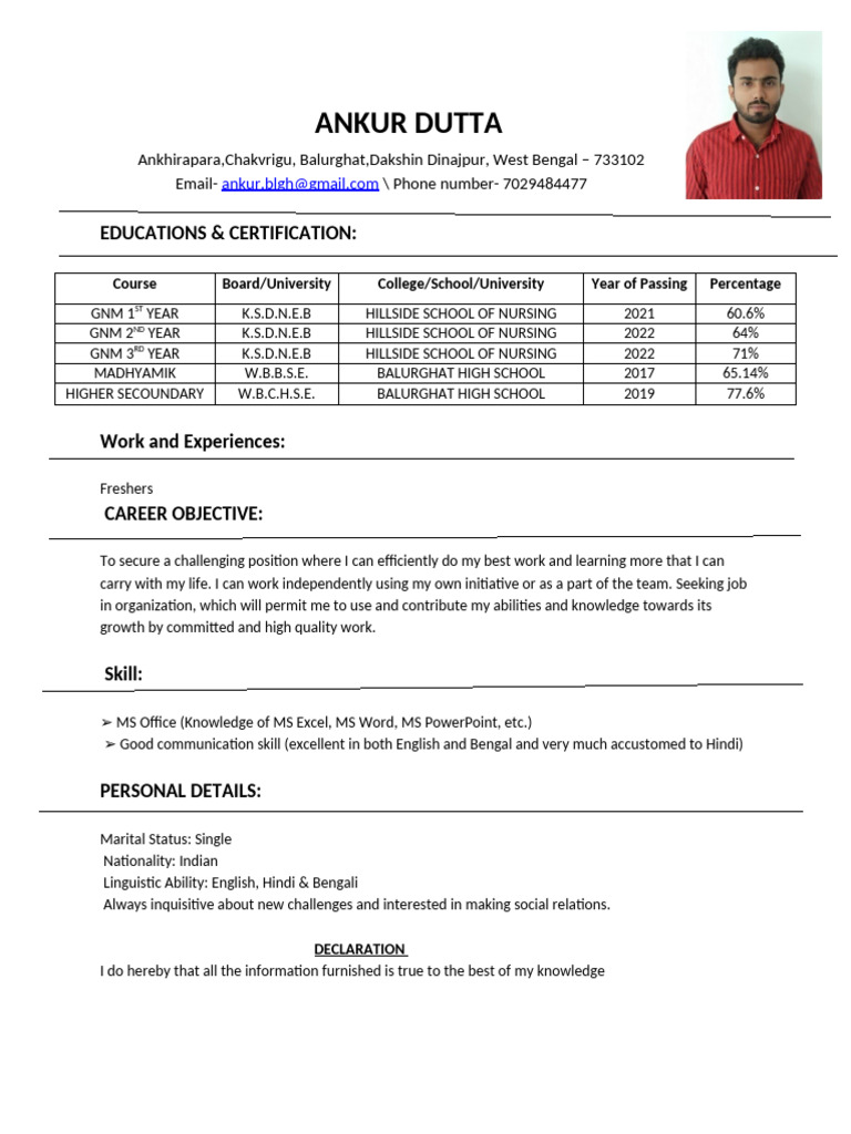 ANKUR DUTTA New Cv New Formet (1) | PDF