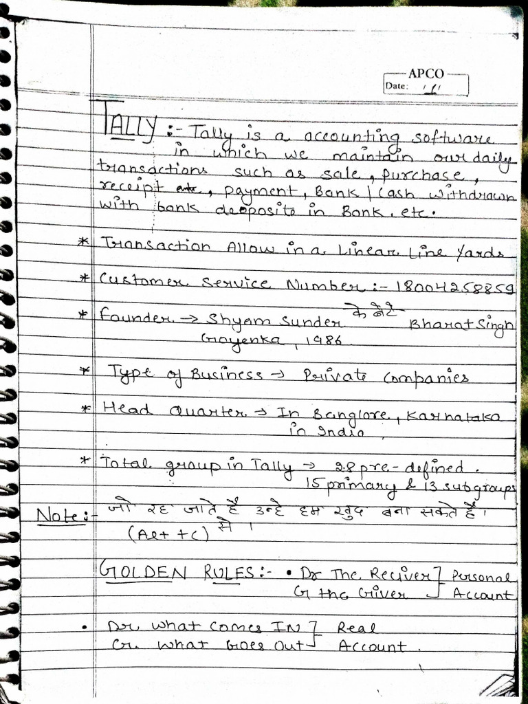 Tally Notes PDF | PDF