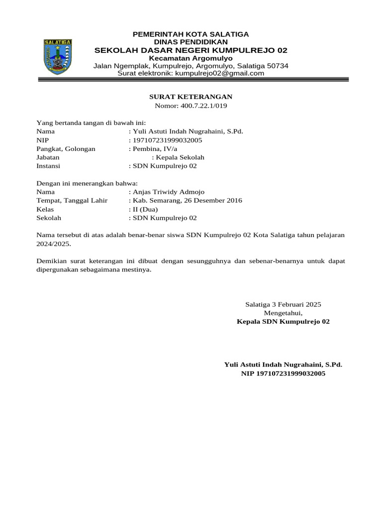 Surat Keterangan Atlet | PDF