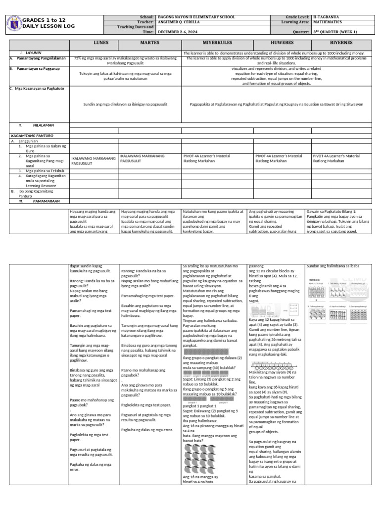 DLL Mathematics 2 q3 w1 | PDF