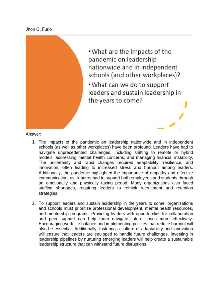 Pandemic Leadership Challenges & Solutions | PDF