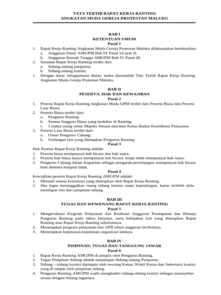 Tata Tertib Rapat Kerja Ranting | PDF