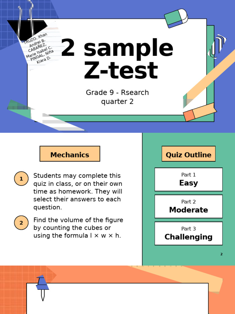2 Way Z-Test Presentation in Blue Green Orange Lined Style | PDF ...
