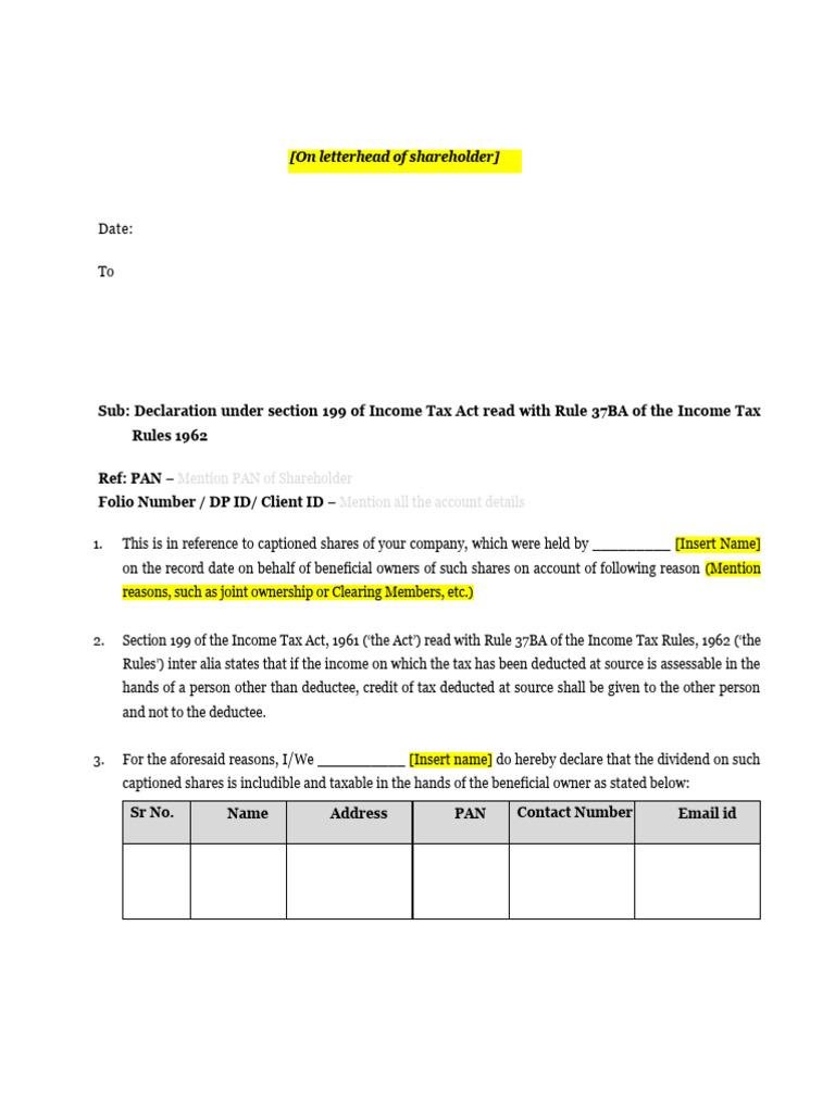Declaration Under Rule 37BA | PDF