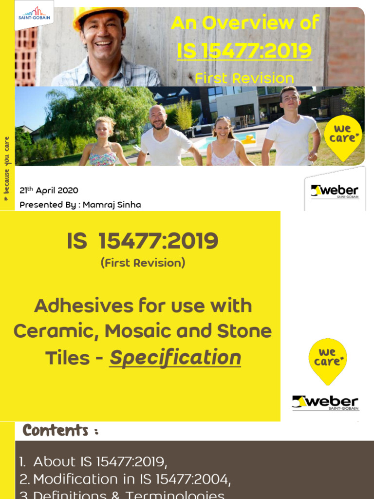 IS 15477:2019 Tile Adhesive Standards | PDF | Adhesive | Tile