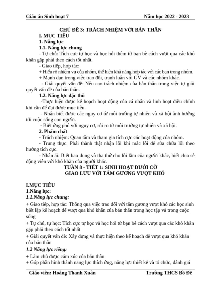 Chủ đề 3 HDTN 7 | PDF