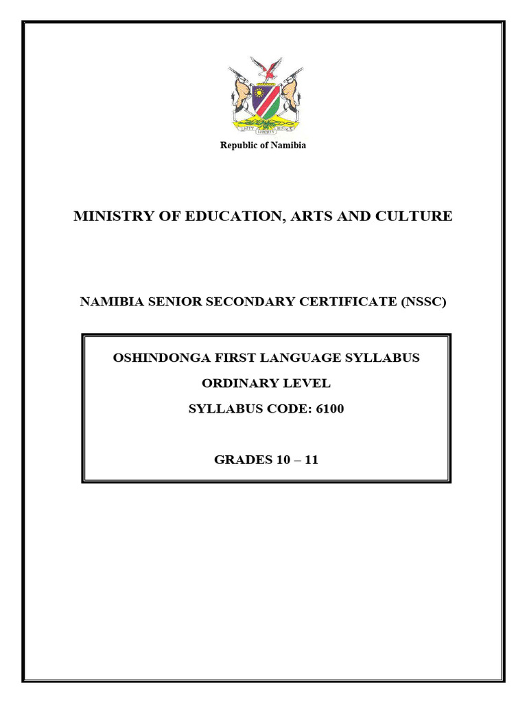 Oshindonga Syllabus Grades 10-11 2024 | PDF | Vocational Education ...