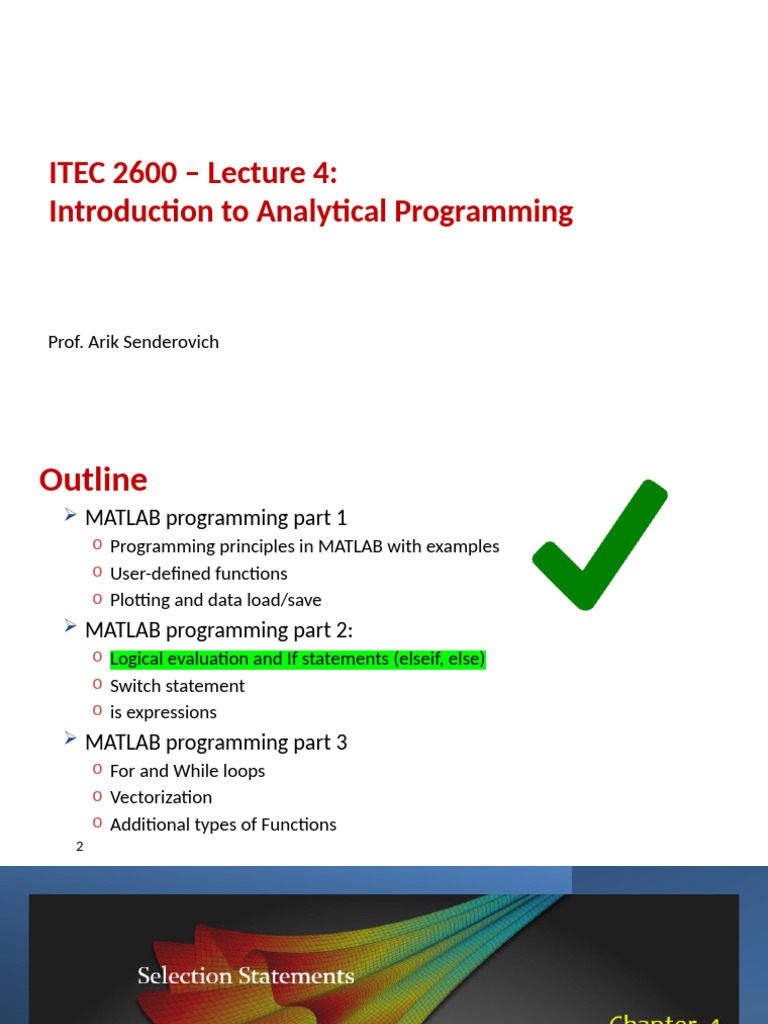 Lecture 4 - MATLAB Programming - Parts 2 and 3 | PDF | Control Flow ...