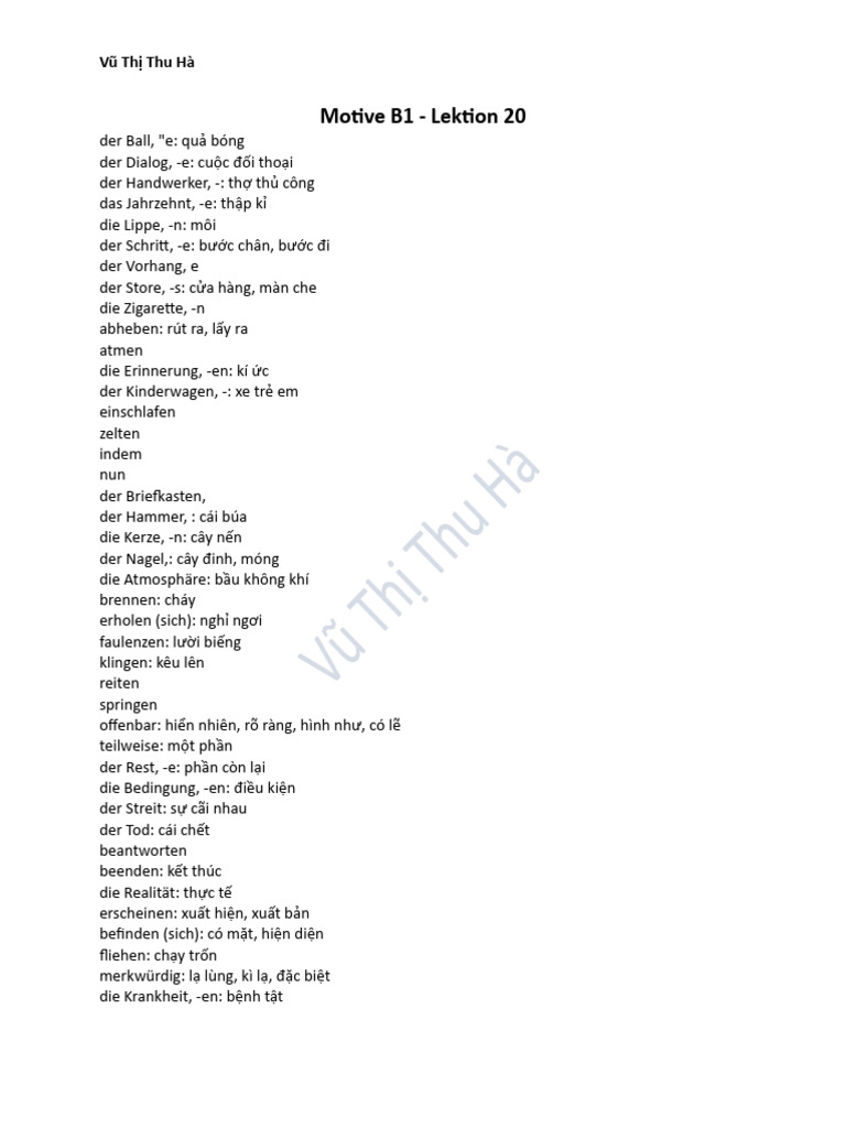 Motive B1 Lektion 20 | PDF