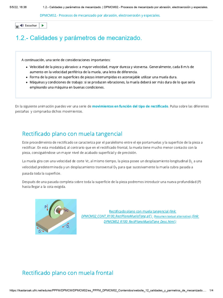 Parámetros de Mecanizado y Rectificado | PDF | Mecanizado | Abrasivo