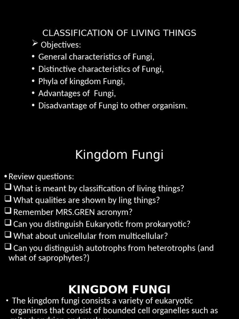 Classification of Living Things | PDF | Fungus | Moss