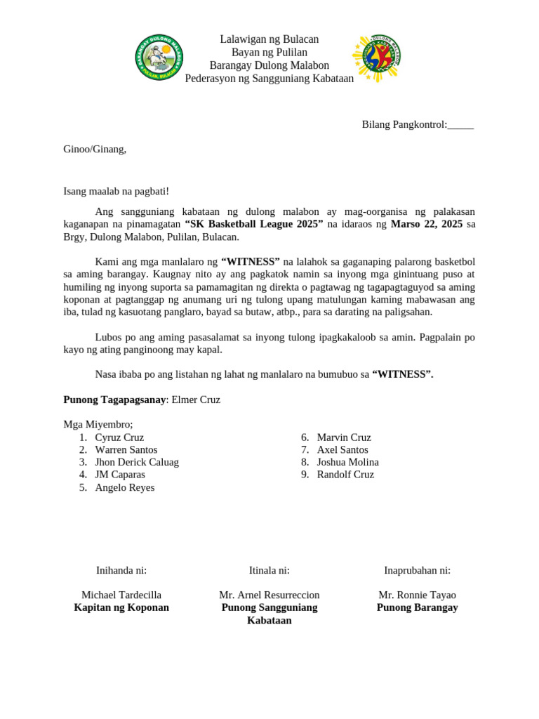 Basketball Solicitation | PDF