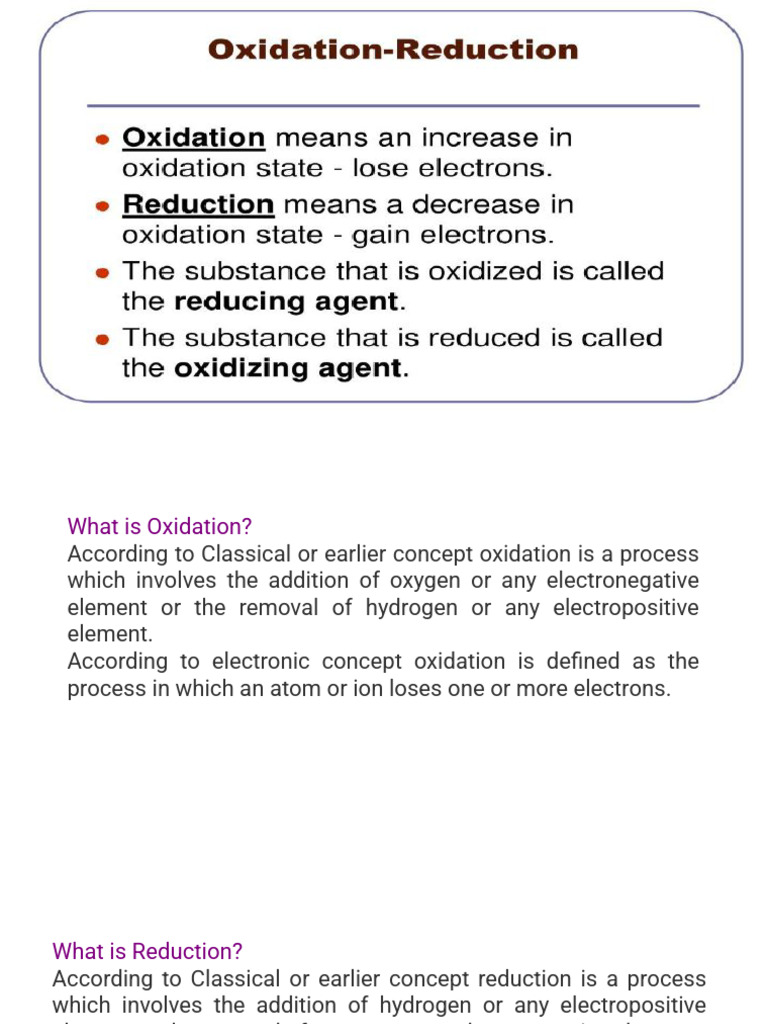 OXIDATION OR REDUCTION PROCESS | PDF