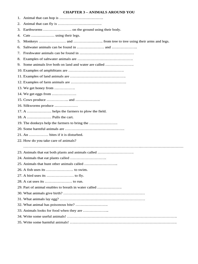 Animals Around You: Key Concepts | PDF