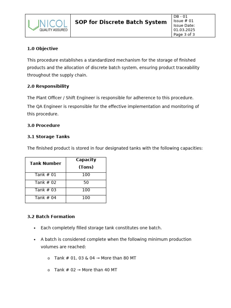 SOP for Discrete Batch System | PDF