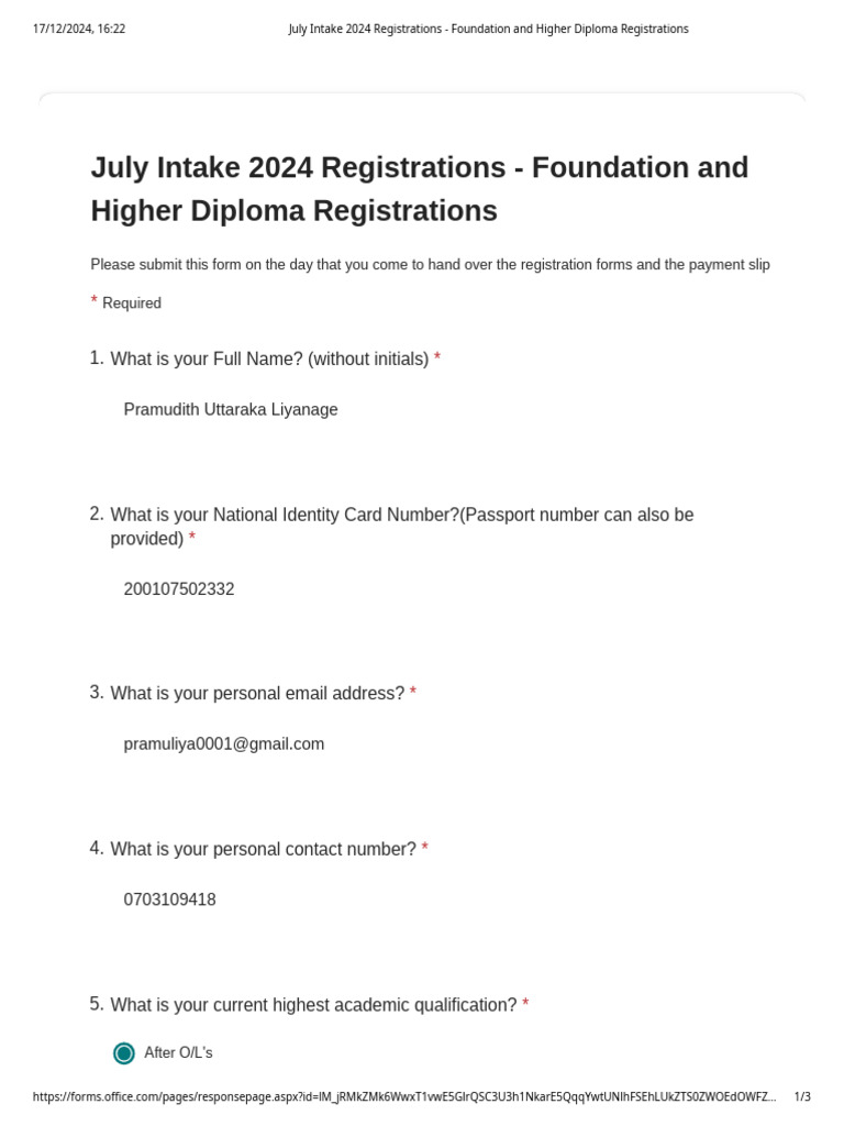 July Intake 2024 Registrations - Foundation and Higher Diploma ...