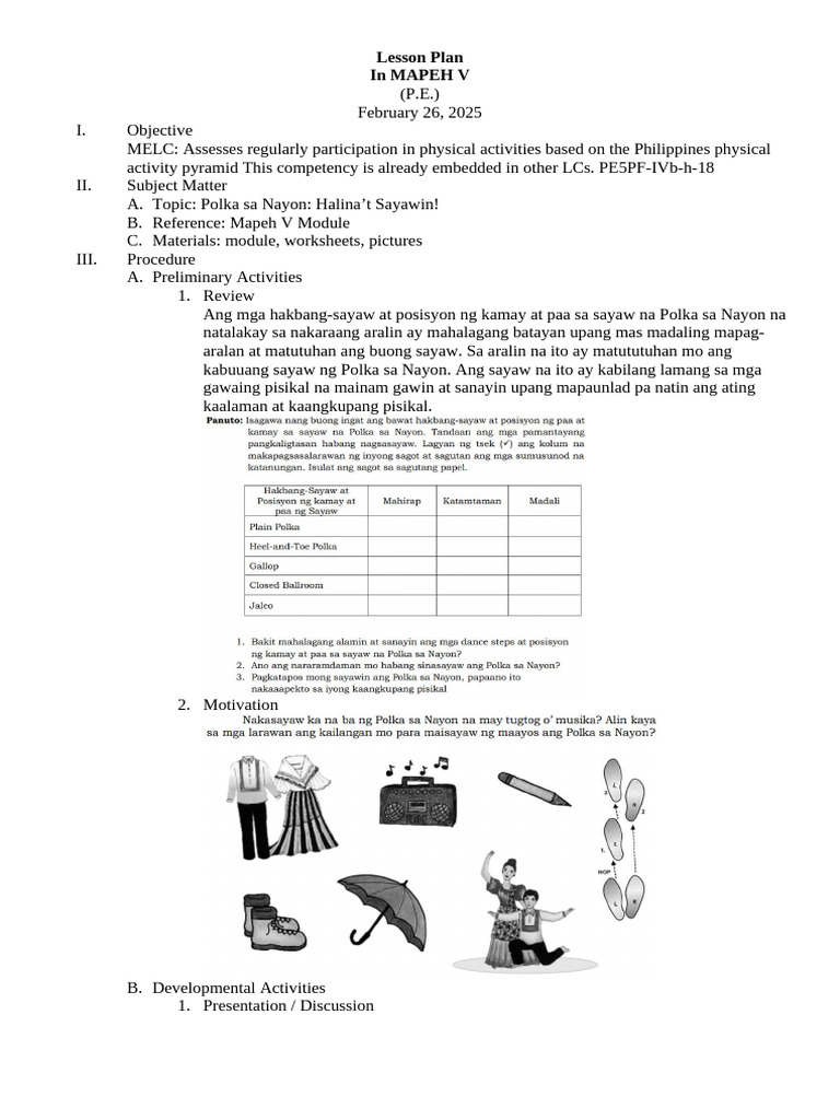MAPEH (p.e.) 3 GIYA | PDF