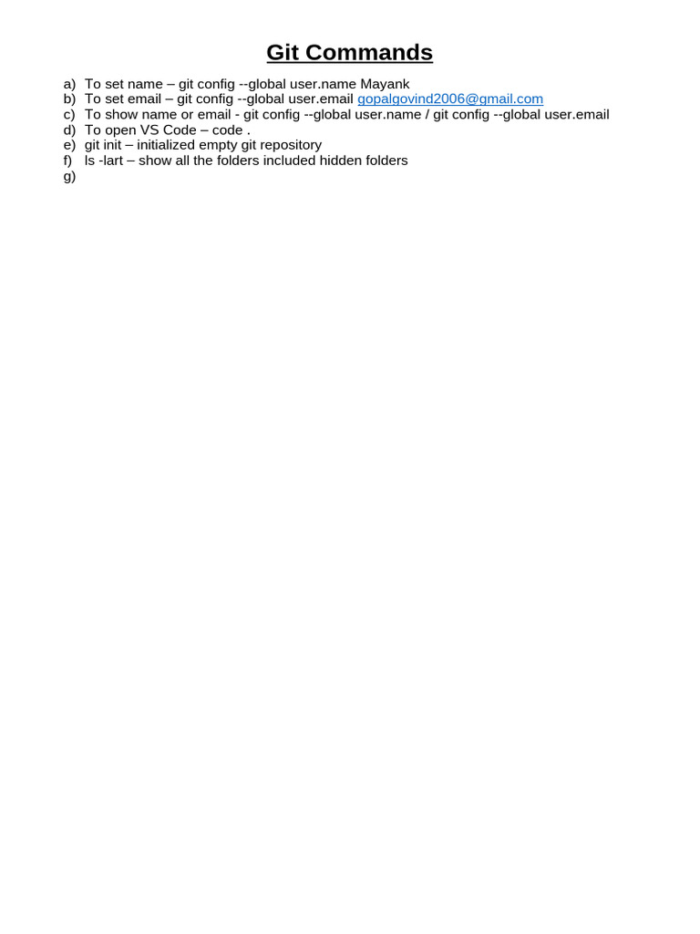 Git Configuration Commands Guide | PDF