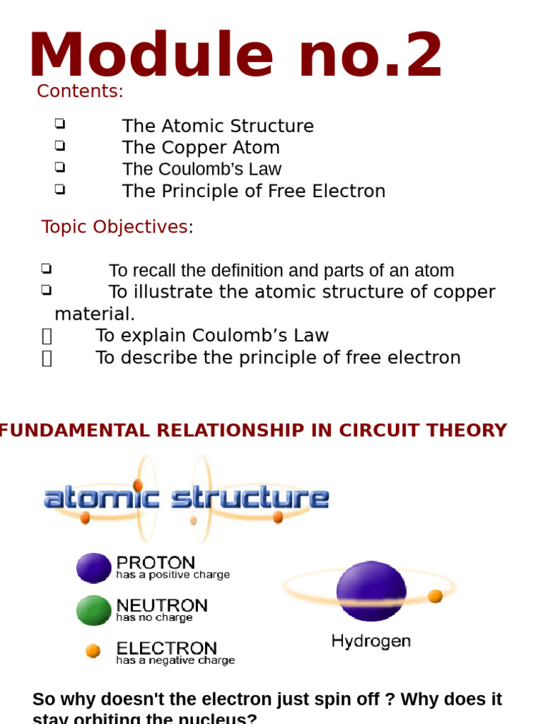 Electrical Circuits MODULE2 | PDF | Atomic Nucleus | Electron