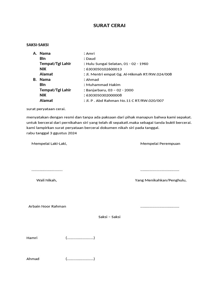 Surat Cerai | PDF