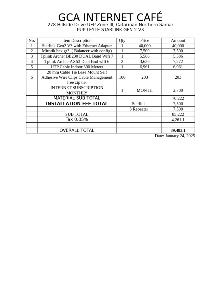 Internet Cafe Quotation | PDF