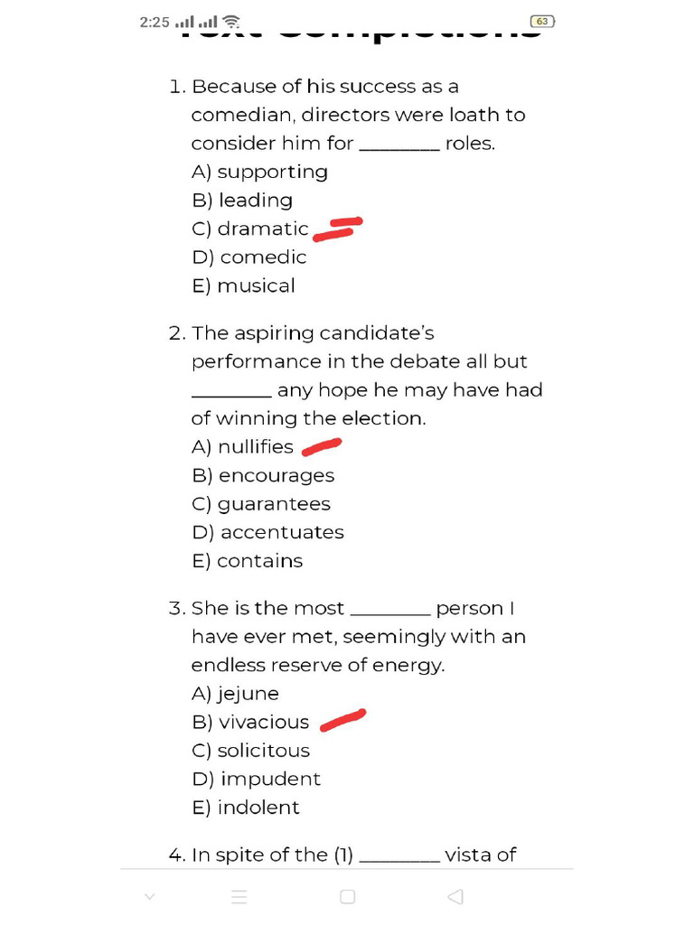 Gre 46 Sentence Completion Web | PDF