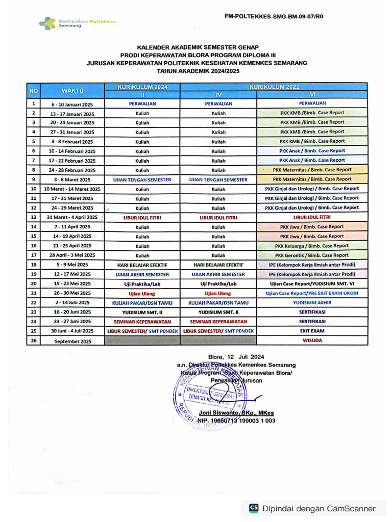 Kaldik & Jadwal SMT Genap TA 2024 - 2025 | PDF