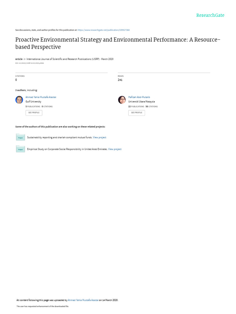 Proactive Environmental Strategy and Environmental Performance | PDF ...