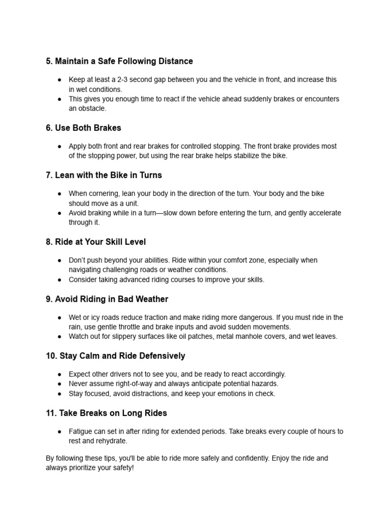 Safe Following Distance for Motorcyclists | PDF