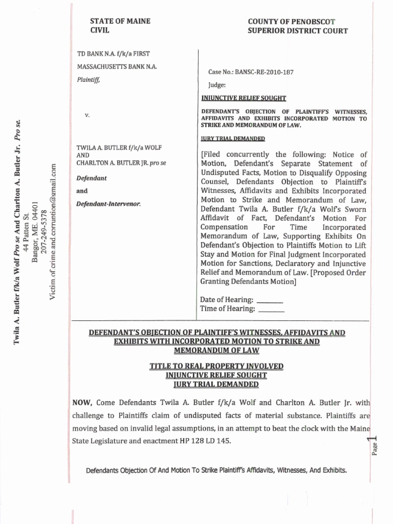 BANSC-RE-2010-187-Defendants Obj Ps Witnesses Affidavits 0001 | PDF ... BANSC-RE-2010-187-Defendants Obj Ps Witnesses Affidavits 0001 | PDF ...