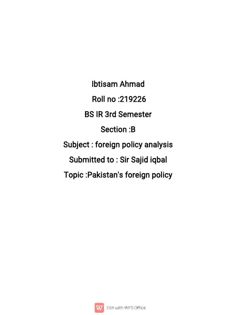Ibtisam Ahmad | PDF | Pakistan | Non Aligned Movement