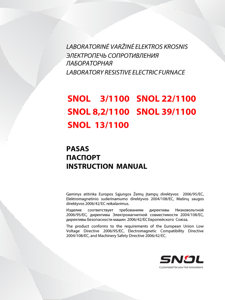 TMS Europe Furnaces SNOL 1100 Manual | PDF