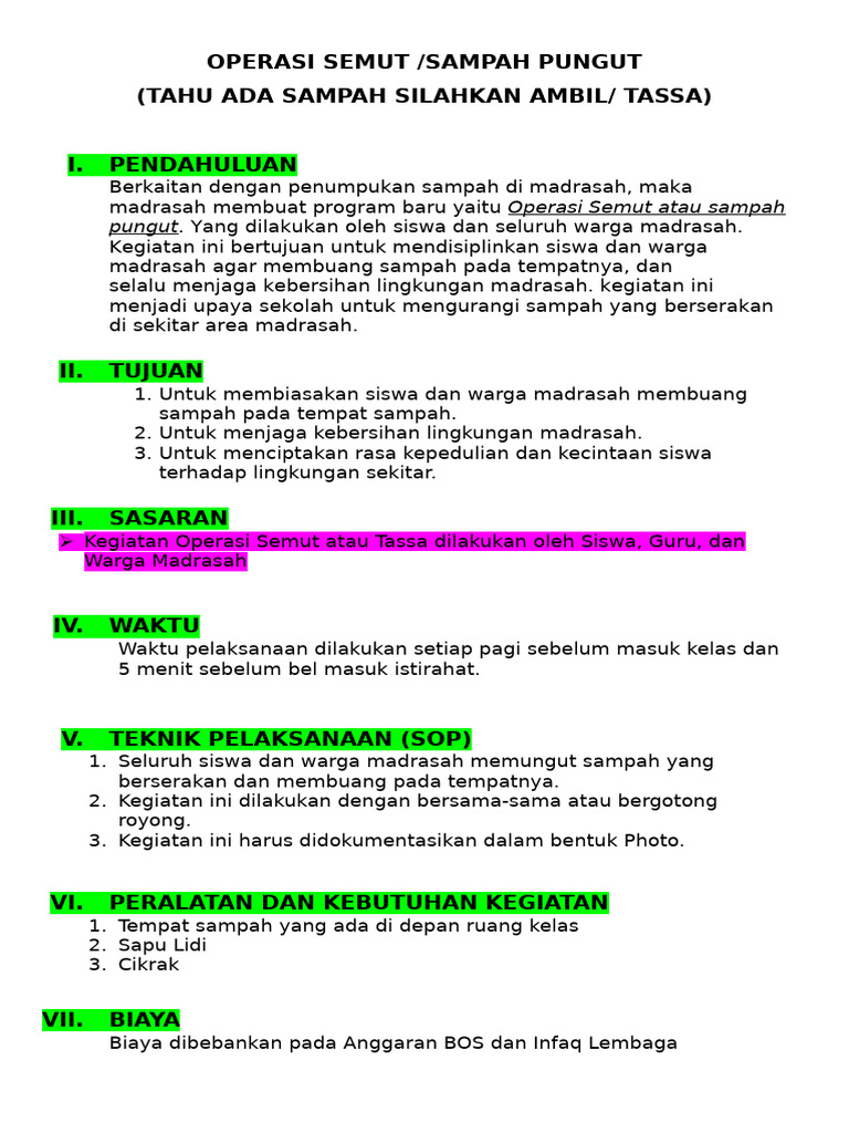 OPERASI SEMUT (SoP) | PDF