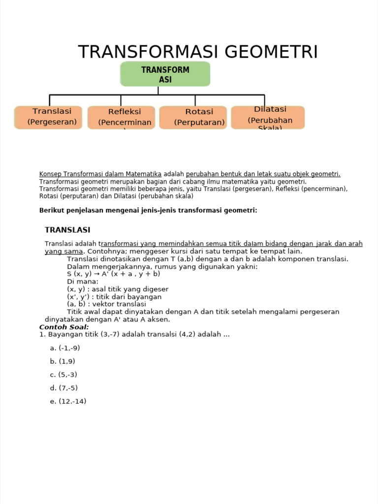 Rangkuman Transformasi Geometri | PDF