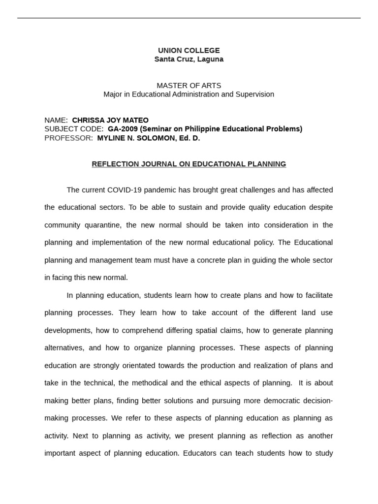 3 Educational Planning | PDF | Planning | Goal