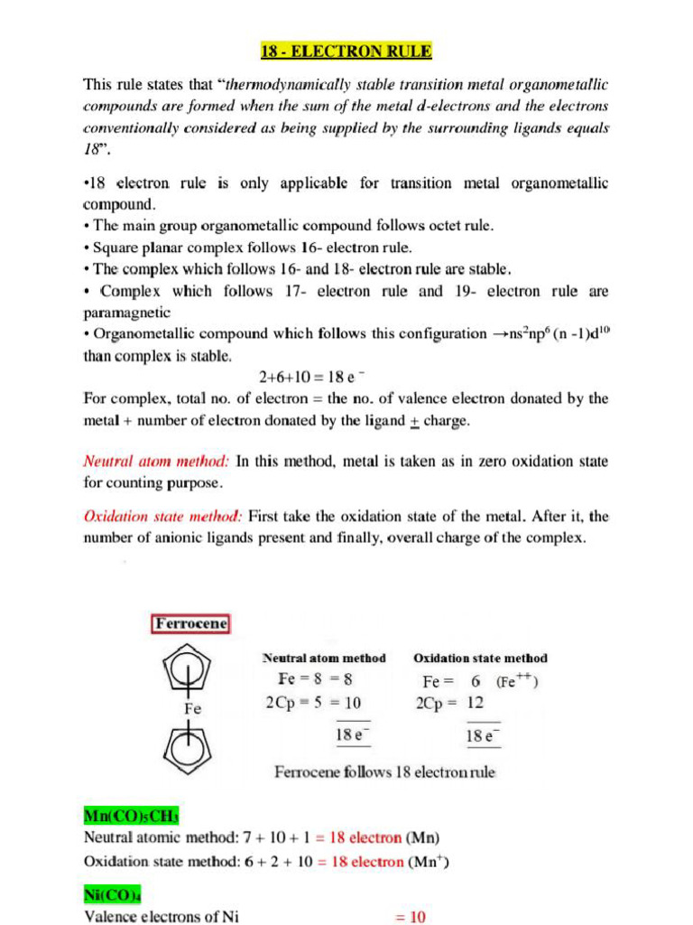 18 Electron Rule | PDF