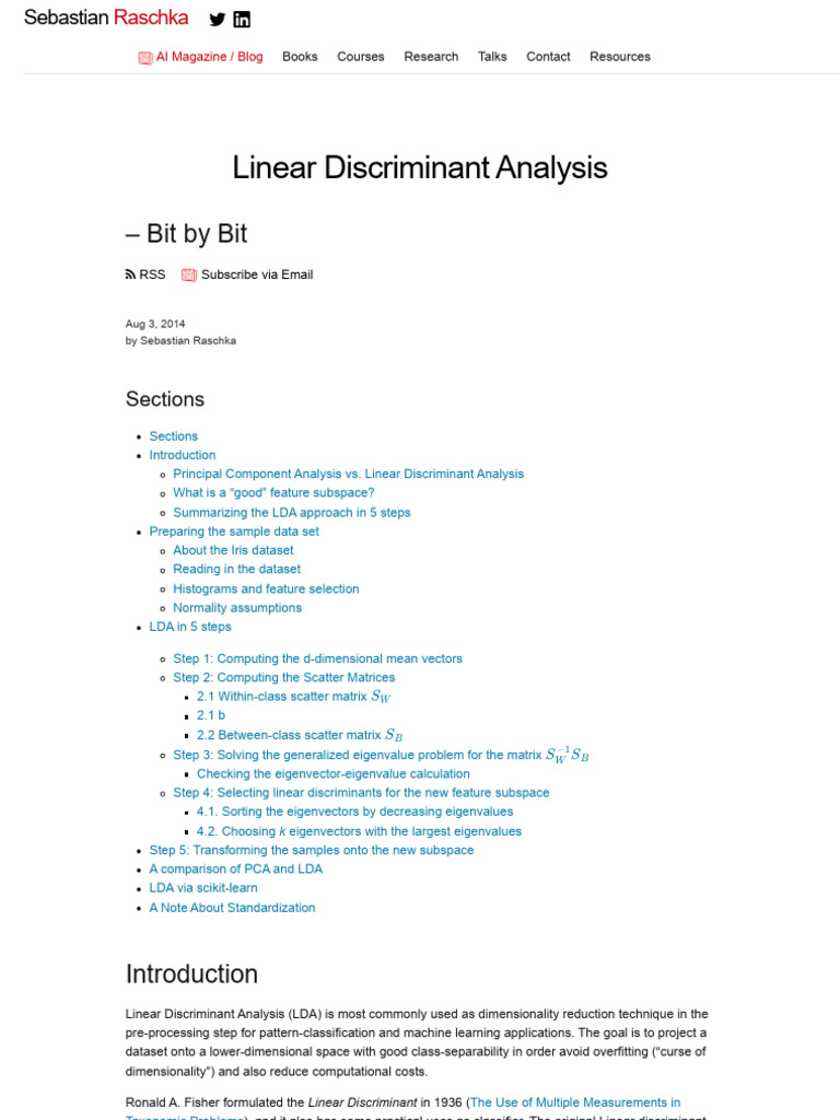 Linear Discriminant Analysis | PDF | Principal Component Analysis ...