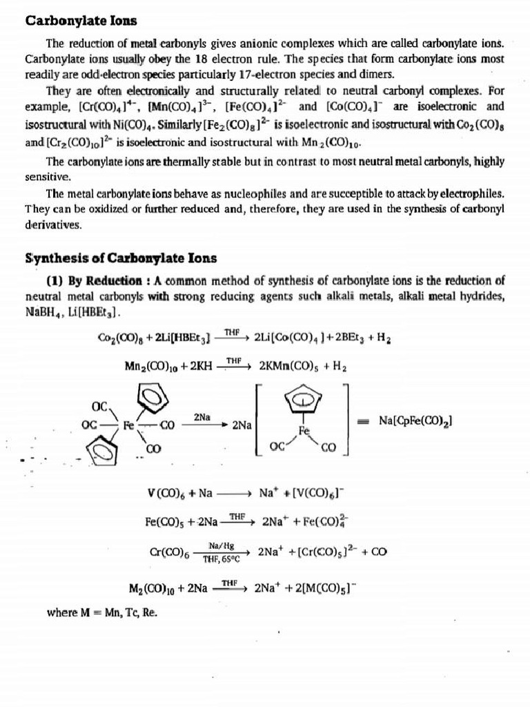 Anionic Metal Carbonyls | PDF