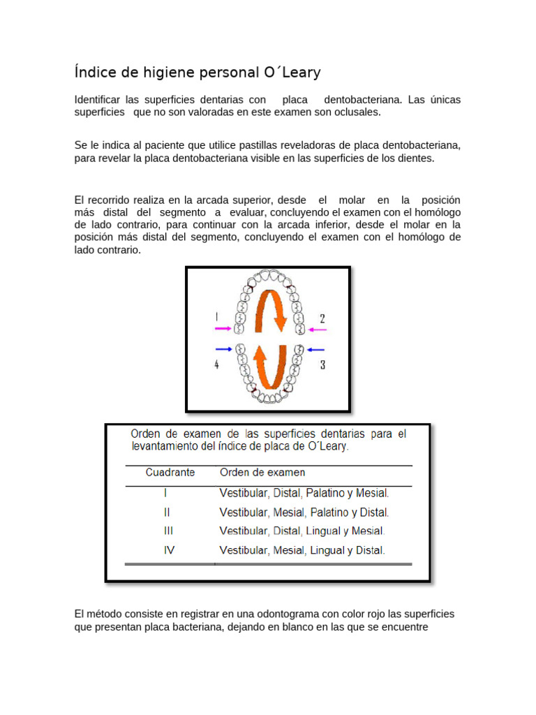 Índice de Higiene Personal O Leary | PDF