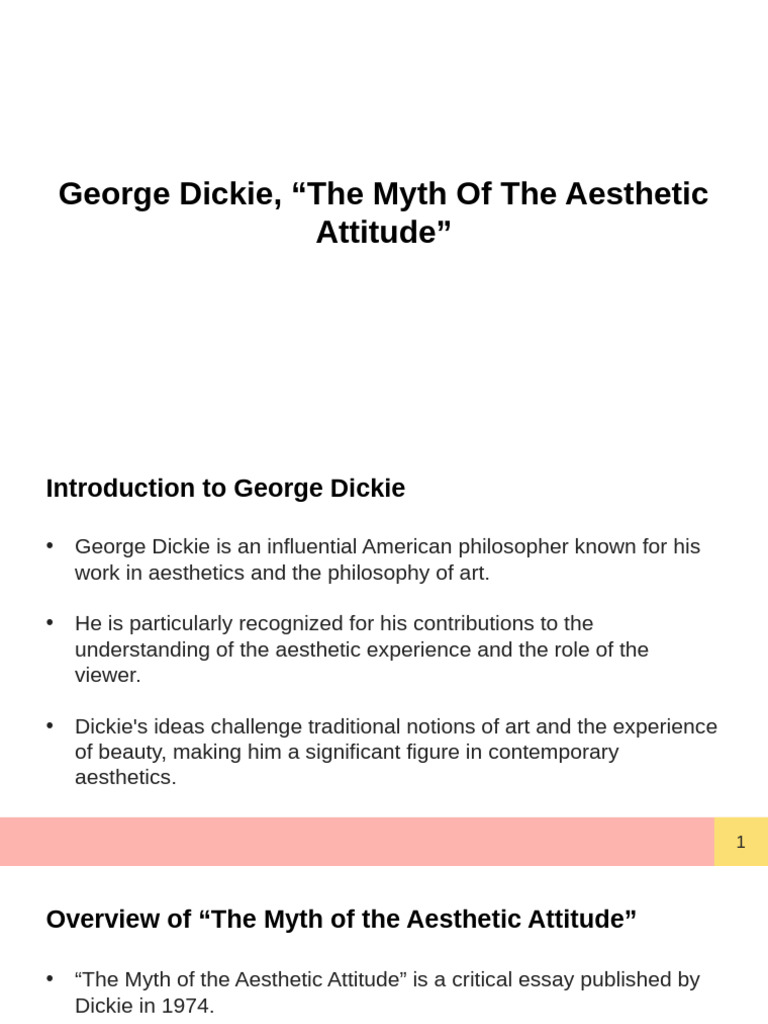 George Dickie the Myth of the Aesthetic Attitude 3 | PDF | Aesthetics ...