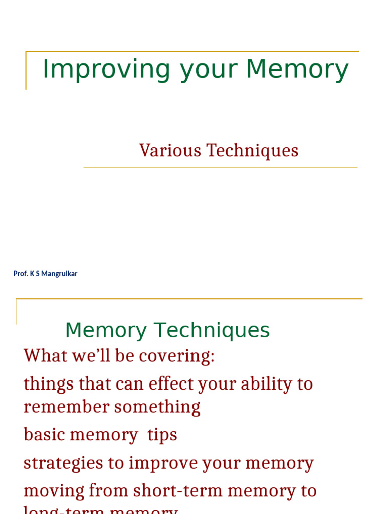 1.2 Memory Improvement Techniques | PDF | Memory | Information