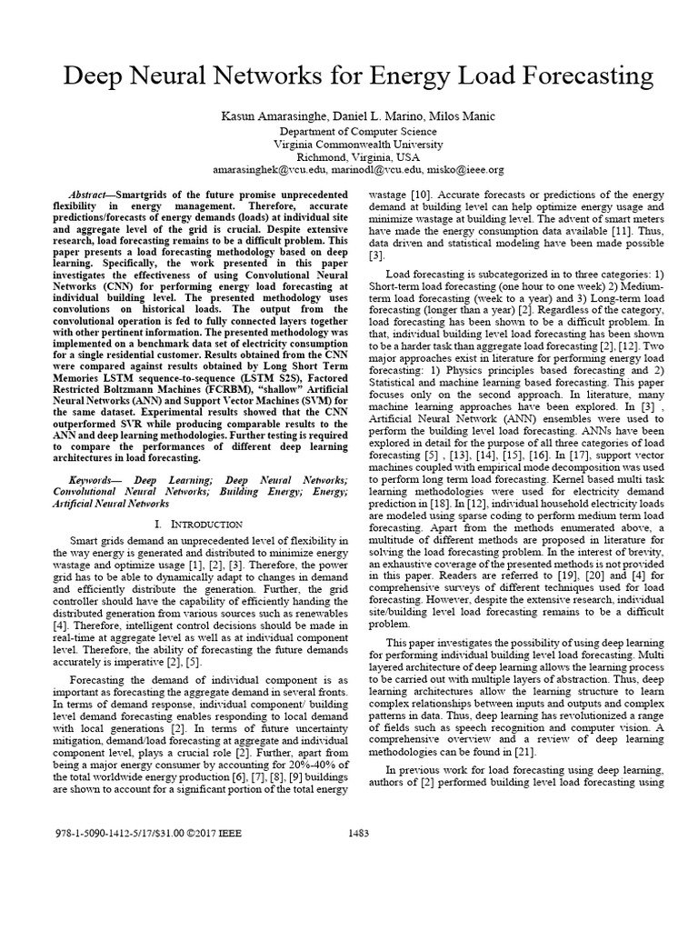Deep Neural Networks For Energy Load Forecasting | PDF | Deep Learning | Forecasting