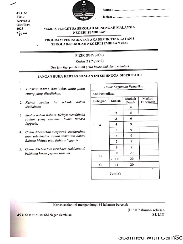 2023 Fizik k2+Ans n9 | PDF