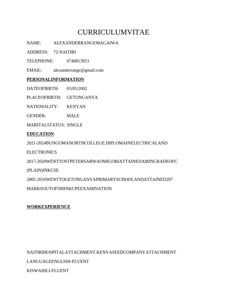 Curriculumvitae: Personalinformation | PDF